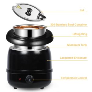 Commercial Soup Warmer, 8.8QT Electric Soup Kettle with Detachable Stainless Steel Insert Pot, Temperature Control, Soup Warmers for Parties Buffet Restaurant Catering Black