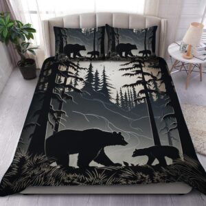 personalized black bear comforter set - bear bedding bears bedding set queen bear comforter king cabin bear comforter bear quilts for boys girls men women bedroom decor country bear comforter full