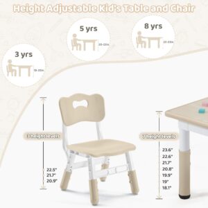 SwemDec Kids Table and 2 Chairs Set, Toddler Table and Chair Set with Graffiti Tabletop, Children Multi-Activity Table for Ages 3-8, Height-Adjustable Kids Study Table for Classroom/Daycare/Home