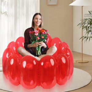 SUNKOX Jelly Inflatable Chair,Jelly Chair,Jelly Collection Inflatable Chair,Inflatable Sofa,Indoor Outdoor Portable Blow Up Couch,for Indoor Outdoor Camping, Party, Beach, Hiking, Yard (Orange)