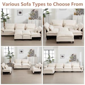 154" Oversized Modular Sectional Sofa , Ice Velvet Large U-Shaped Couch Comfy Upholstered 4-Seat Sofa with 2 Movable Ottoman, 4 Lumbar Pillow, Deep Seat Couch for Living Room,DIY Combination Beige