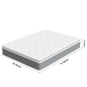 CIUANCE Full Mattress, 12 Inch Full Size Mattress Hybrid Design Memory Foam Full Mattress in a Box for Cooling Sleep Pressure Relief Supportive Fiberglass Free