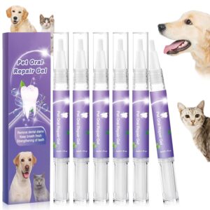 pet oral repair gel,pet oral restoration white gel,pet breath freshener gel no brushing oral care cleaner，easy teeth cleaning gel for dogs & cats,3ml (3box,6pcs)