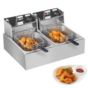 jacgood electric deep fryer, 20.72 qt commercial deep fryer with temperature control and removable frying basket and easy to clean stainless steel body, silver for commercial and domestic kitchens