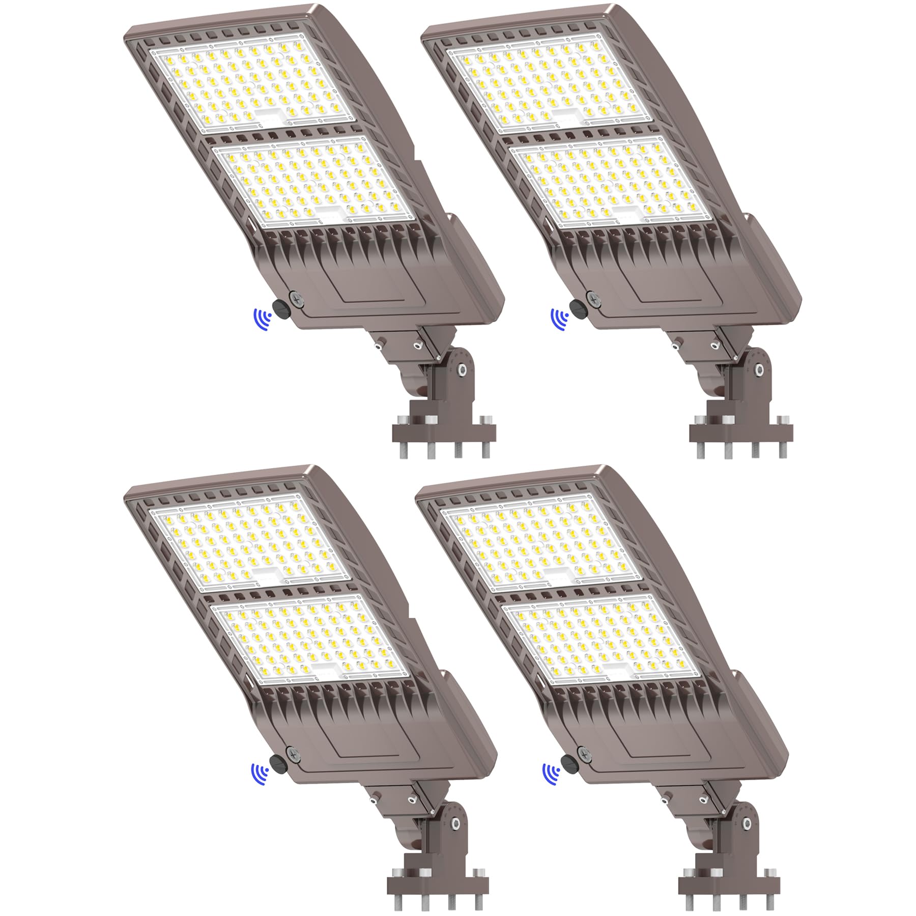 BBESTLED 4Pack 400W LED Parking Lot Light Dusk to Dawn Outdoor Lighting Arm Mount 56000LM IP65 UL & DLC Commercial Light for Street Stadium Tennis Court 5000K (100-277VAC Input), LED Shoebox Light