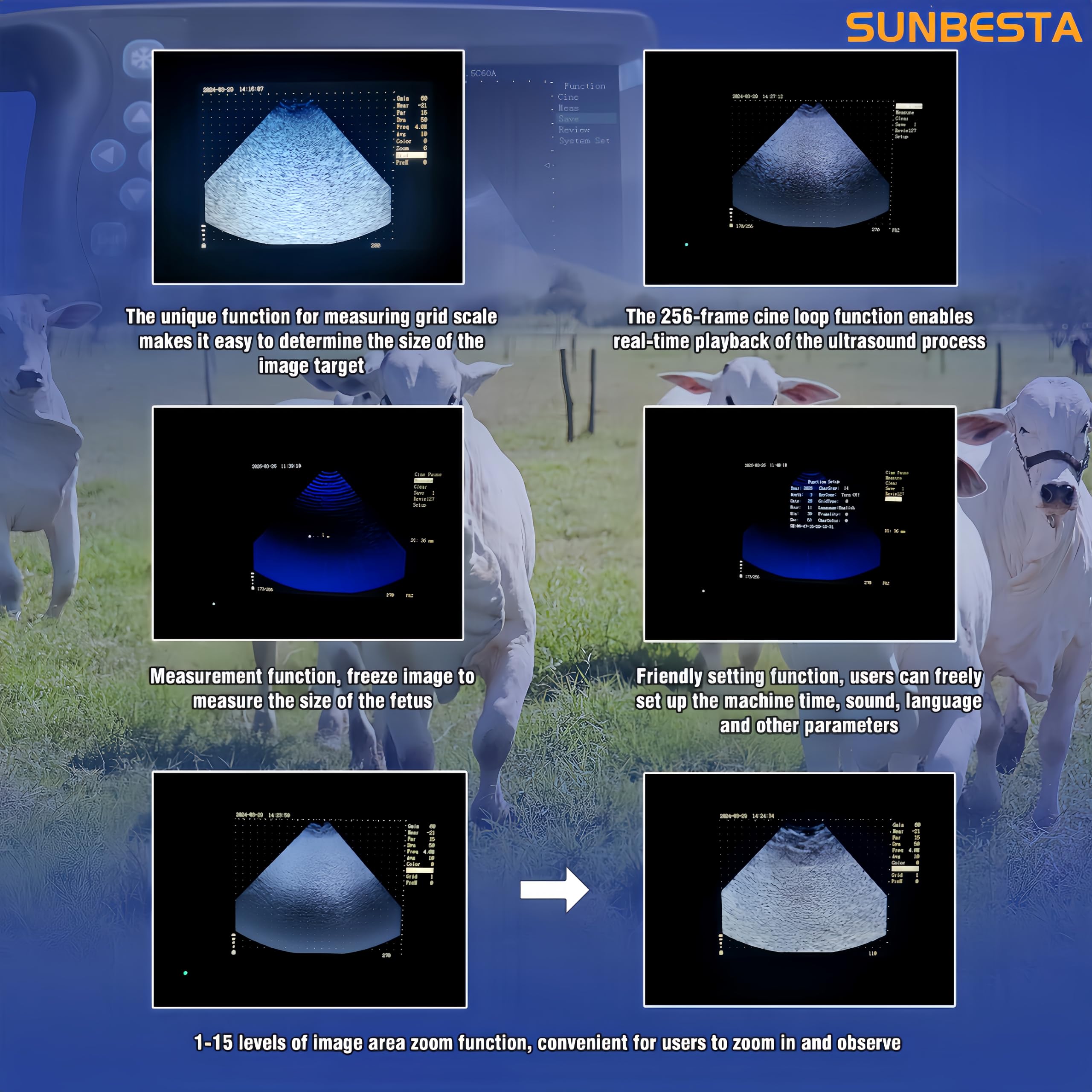 SUNBESTA Veterinary Ultrasound Machine Lightweight, Portable Design with 5.7 Inch LCD Screen, 3.5MHz High Frequency Mechanical Probe for Pregnant Pigs, Sheep and Goats Only