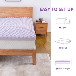 EGOHOME Egg Crate Memory Foam Mattress Topper 3 Inch Cal King, Cooling Gel Infused Foam Mattress Topper for Pressure Relief, CertiPUR-US Certified Bed Topper, Purple, 72"×84"