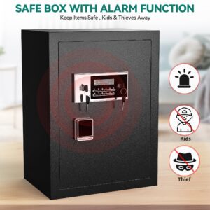 YITAHOME Fireproof Safe Box for Home, 4 CuBic Feet Anti-Theft Fire Safe with Digital Keypad Key, Removable Shelf, LED Light, for Home Office Hotel Use