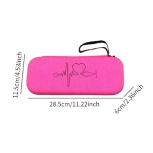 IEUDNS Stethoscope Carrying Case, Storage Box with Inner Mesh Pocket Case EVA Bag, Portable, Stethoscope Carrying Bag, Pink and Black Pattern