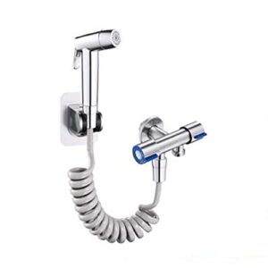 zlocyivhe toilet bidet sprayer handheld bathroom shower head hose bathroom bidet hose bidet shower for toilet abs 2m hose double control angle valve for bathtub,chrome b(chrome b)