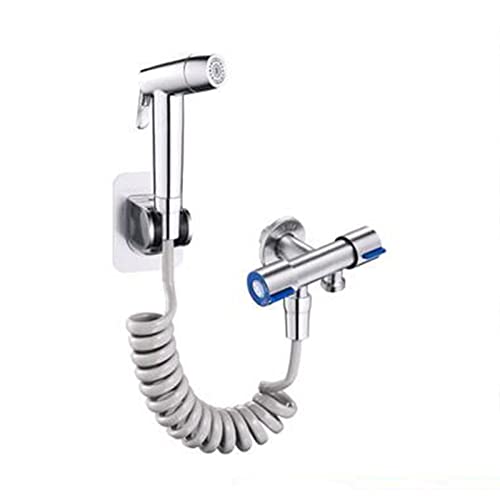 ZLOCYIVHE Toilet Bidet Sprayer Handheld Bathroom Shower Head Hose Bathroom Bidet Hose Bidet Shower for Toilet ABS 2m Hose Double Control Angle Valve for Bathtub,Chrome B(Chrome B)