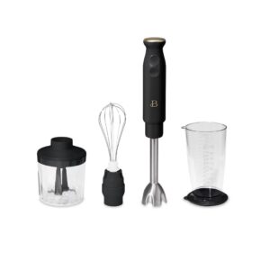 beautiful 2-speed immersion blender with chopper & measuring cup, black sesame by drew barrymore