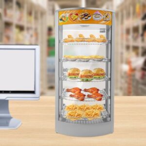 5-Tier Commercial Countertop Food Warmer, 14''Display Pizza Warmer Electric Pastry Warmer Case w/Adjustable Temperature from 30°c-85°c, Pastry Patty Warmer Case