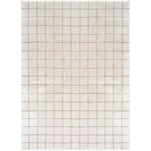 Livabliss x Our PNW Home Cascade Minimalist Grid Area Rug, 7'10" x 10', Grid Ivory/Taupe