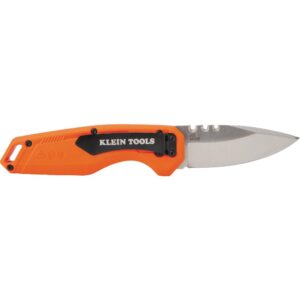 Klein Tools 44320 FLICKBLADE Folding Utility Pocket Knife, Compact EDC with Stainless Steel Blade, Button Lock, Pocket Clip, and Tether Hole