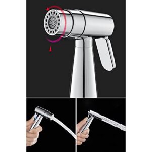 ZLOCYIVHE Handheld Bidet Toilet Sprayer Diaper Bidet Toilet Sprayer Bidet Sprayer for Toilet Brass 3m Hose Double Control Angle Valve Cleaning Toilet,Chrome A(Chrome B)