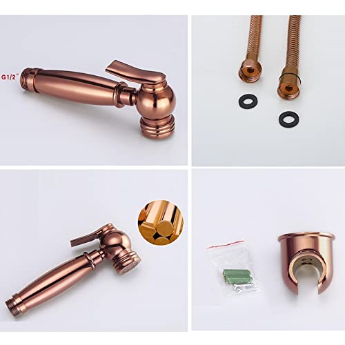 ZLOCYIVHE Toilet Spray Gun Set Handheld Bidet Sprayer for Toilet Bidet Shower Sprayer Head with Hose Brass Cold Water Wall Mounted Rose Gold Cloth Diaper Toilet Sprayer Kit