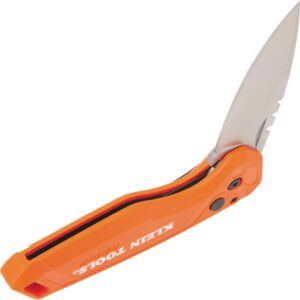 Klein Tools 44320 FLICKBLADE Folding Utility Pocket Knife, Compact EDC with Stainless Steel Blade, Button Lock, Pocket Clip, and Tether Hole