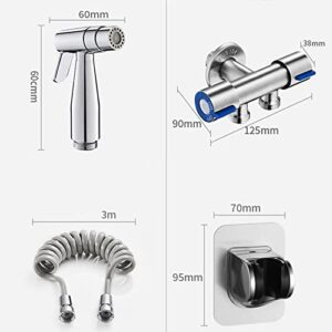 ZLOCYIVHE Handheld Bidet Toilet Sprayer Diaper Bidet Toilet Sprayer Bidet Sprayer for Toilet Brass 3m Hose Double Control Angle Valve Cleaning Toilet,Chrome A(Chrome B)