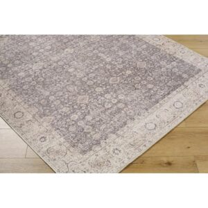 Livabliss x Our PNW Home Spokane Vintage Border Area Rug, 7'9" x 10', Charcoal/Tan