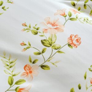 Kimko Washable Cotton Floral Duvet Cover Set,Vintage Flower Reversible Bedding Set with Zipper Closure,Gentle,Soft,Cozy and Breathable 【3Pcs:1 Duvet Cover+2 Pillowcase】 (# 005, Full-71''X87'')