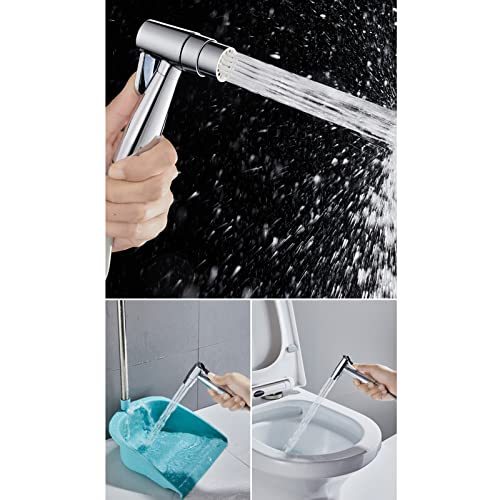 ZLOCYIVHE Handheld Bidet Toilet Sprayer Diaper Bidet Toilet Sprayer Bidet Sprayer for Toilet Brass 3m Hose Double Control Angle Valve Cleaning Toilet,Chrome A(Chrome B)