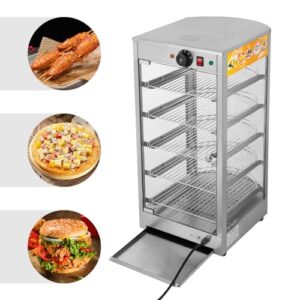 5-Tier Commercial Countertop Food Warmer, 14''Display Pizza Warmer Electric Pastry Warmer Case w/Adjustable Temperature from 30°c-85°c, Pastry Patty Warmer Case