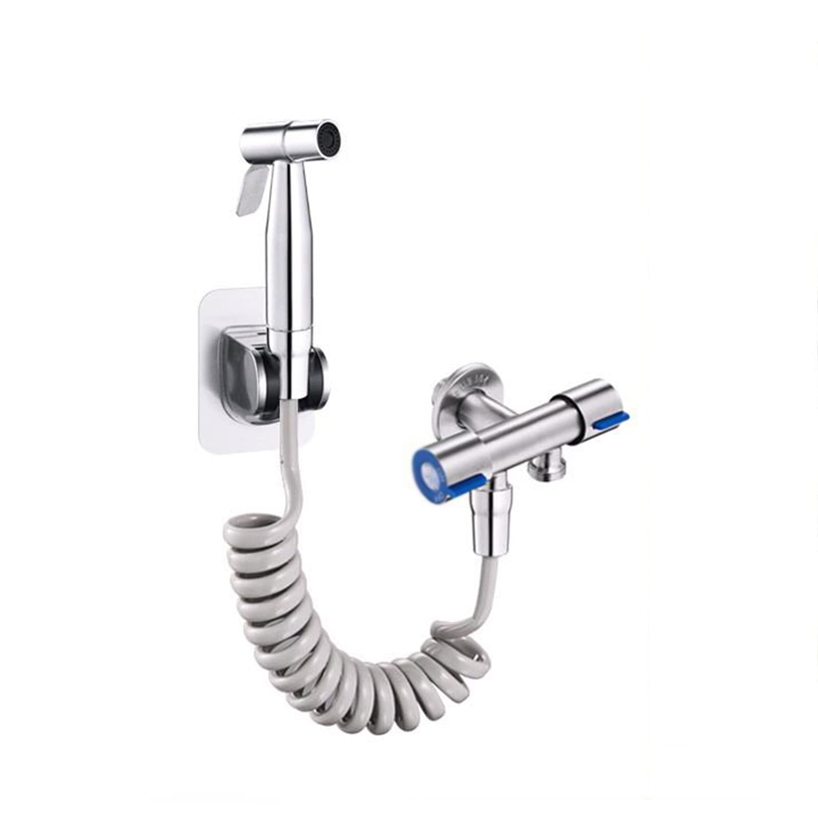 ZLOCYIVHE Toilet Bidet Sprayer kit Jet Spray for Toilet Portable Toilet Attachment Sprayer Bidet Sprayer kit for Toilet ABS 2m Hose Double Control Angle Valve for Sink,Brushed(Brushed)