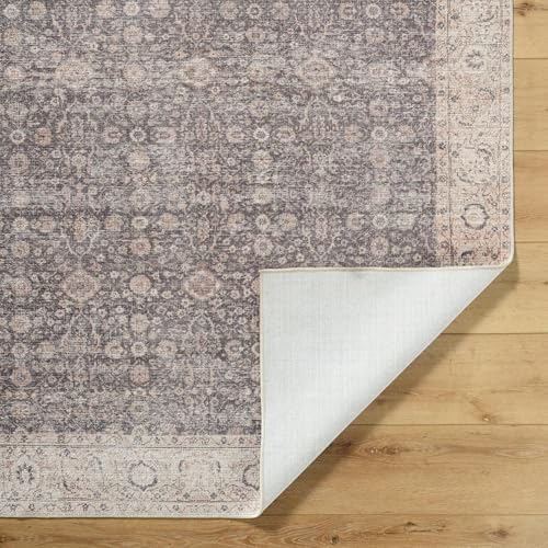 Livabliss x Our PNW Home Spokane Vintage Border Area Rug, 7'9" x 10', Charcoal/Tan