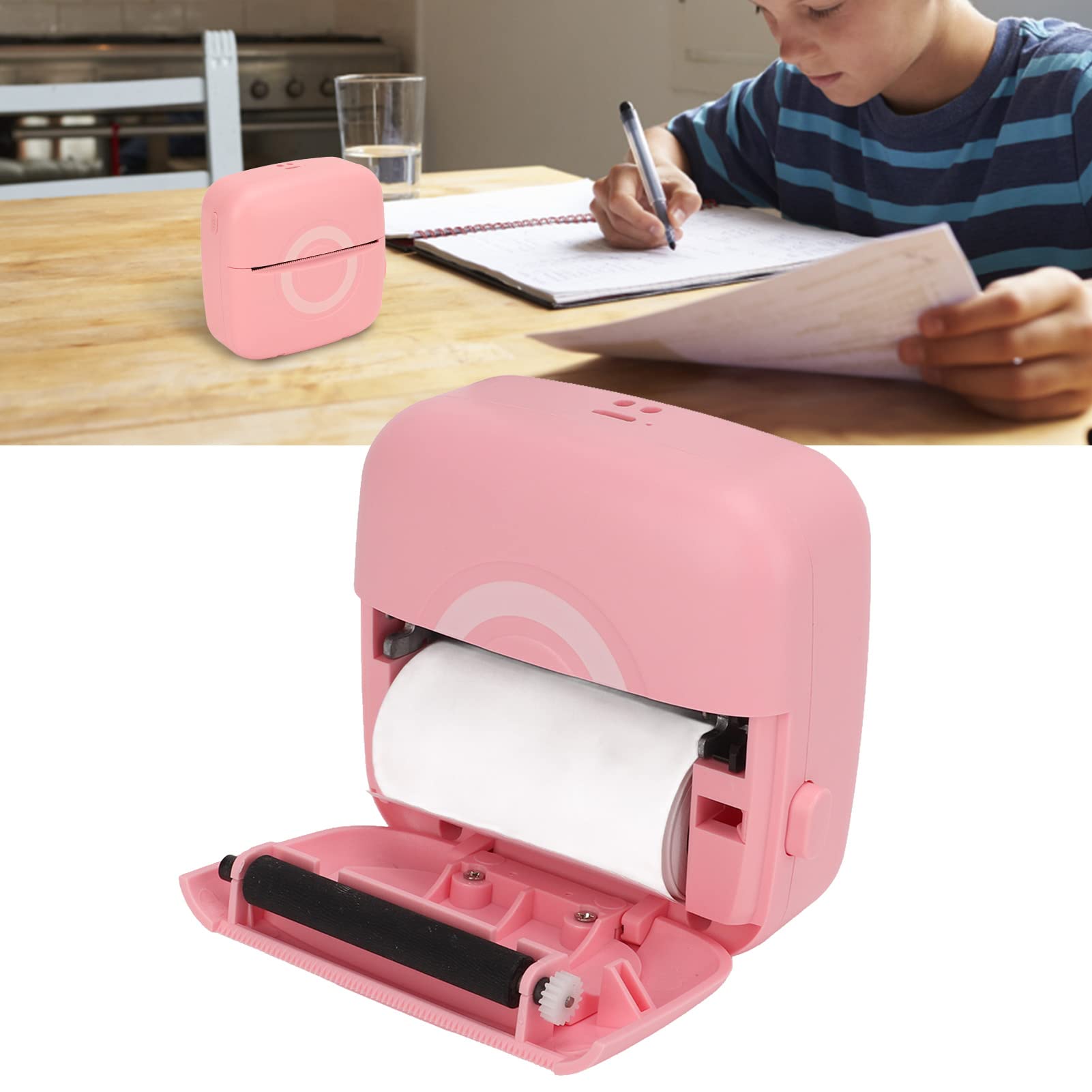 Lybunair Mini Bluetooth Thermal Printer Portable Handheld 200DPI USB Charging Smart Sticker Printer Pink