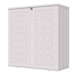 mrosaa storage box outdoor caninet,resin indoor storage box waterproof outdoor storage cabinets for patio/garden/backyard, size 34.3''l*15''w*36.2''h(white)