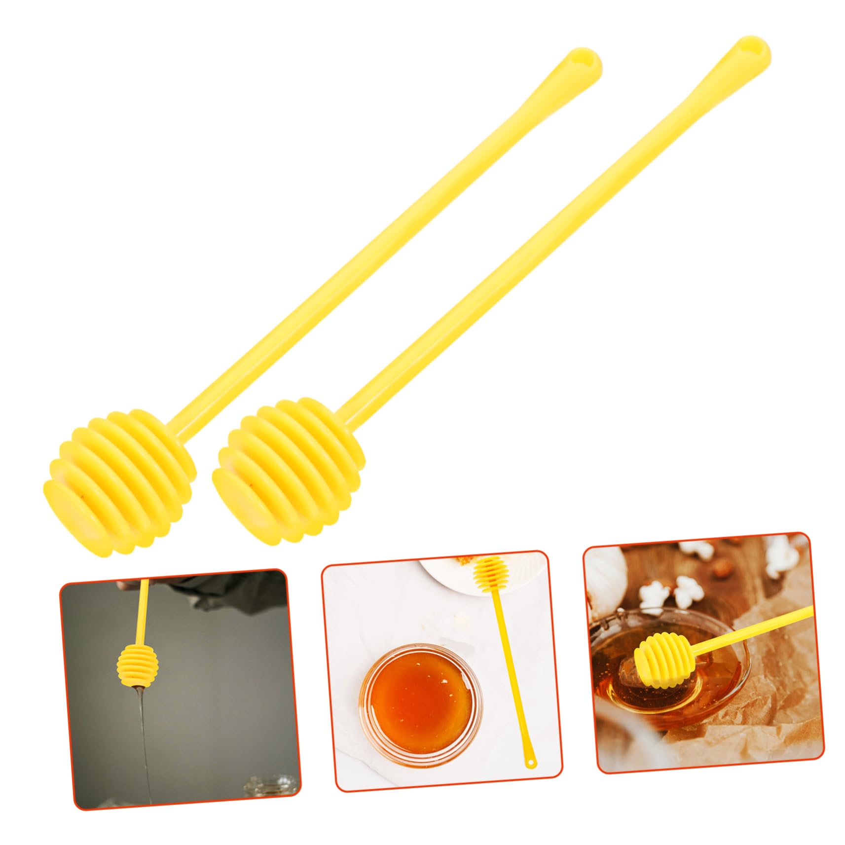 ORFOFE 6pcs Honey Extractor Honey Mixing Stirrer Honey Drizzle Stick Honey Stirring Stick Honey Mixing Sticks Honey Dipper Honeycomb Stick Honey Comb Wand Honey Bee Abs Yellow re-usable