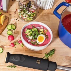 Beautiful 2-Speed Immersion Blender with Chopper & Measuring Cup, Black Sesame by Drew Barrymore