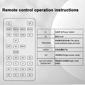 Video Wall Controller 2x2,Multi-Screen procrssor 4K@60HZ 4-Way HDMI/USB(Flash Drive)/DVI/VGA Input,with 11 Splicing Modes,180°Rotate,Supporting 1 VGA, 1 DVI, 1 USB, and 1 HDMI Input