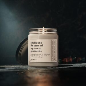 funny tennis candle smells like my opponents' tears, unique tennis gifts for players and coaches!, soy wax candles, scented soy candle, home decor candle