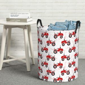 Collapsible Large Laundry Basket with Handles - Red Wheeled Tractors Baby Kids Dirty Clothes Hamper, Clothes Hampers for Bedroom Aesthetic, Nursery Hamper