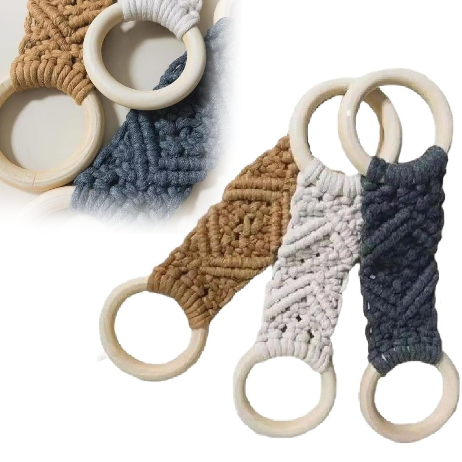 Crochet Towel Holder, Macrame Towel Holder Ring, Macrame Towel Holder Ring，Macrame Kitchen Towel Holder, Macrame Dish Towel Holder, Handmade Macrame Dish Towel Holder Decoration (3 PCS)