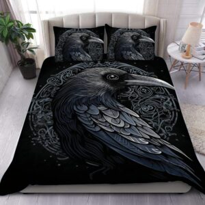 black raven bedding set - raven comforter raven crow king bedding raven crow quilt queen size viking quilt raven comforter set crow raven duvet cover set full twin raven viking print comforter set