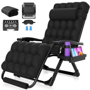 suteck oversized zero gravity chair,33in xxl outdoor recliner chair w/removable cushion&headrest, camping lounge chair w/upgraded lock&footrest, reclining patio chairs for indoor outdoor,500lbs