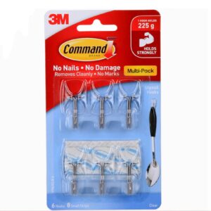 command hooks damage-free wall hooks,6 medium wire toggle hooks with adhesive strips, no tools needed for easy hanging, ideal for organizing keys, calendars, and dorm decor, holds up to 225 gram each