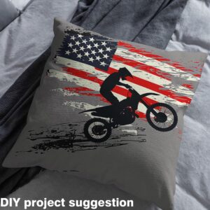 Erosebridal Dirt Bike Fabric by The Yard,Retro American Flag Decorative Fabric Upholstery Fabric,Extreme Sports Tie Dye Boys Upholstery Fabric,Biker Motorcycle Indoor Outdoor Fabric,Black Red, 1 Yard