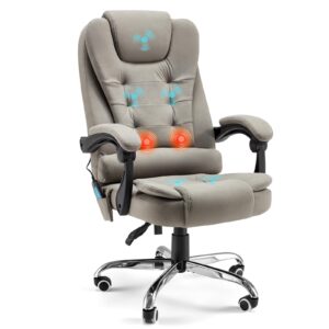 yodolla executive office chair with 7 points massage&heat function, high back office chair reclining swivel home office chair, grey leather