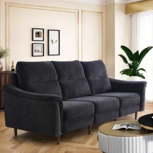 abakan modern 3-seat modular sectional sofa couch，chenille sofa comfy upholstered furniture for small spaces, living room, apartment, studio, office, grey