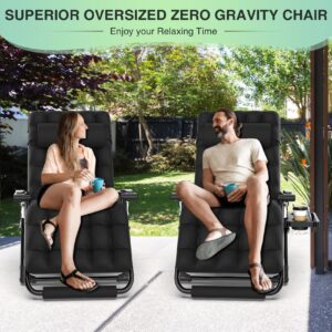 Suteck Oversized Zero Gravity Chair,33In XXL Outdoor Recliner Chair w/Removable Cushion&Headrest, Camping Lounge Chair w/Upgraded Lock&Footrest, Reclining Patio Chairs for Indoor Outdoor,500LBS