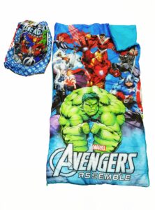 ldd home sleeping bag zippered, nap mat for sleepover overnight travel slumber bag, avengers, 100% soft microfiber 30 in x 54 in