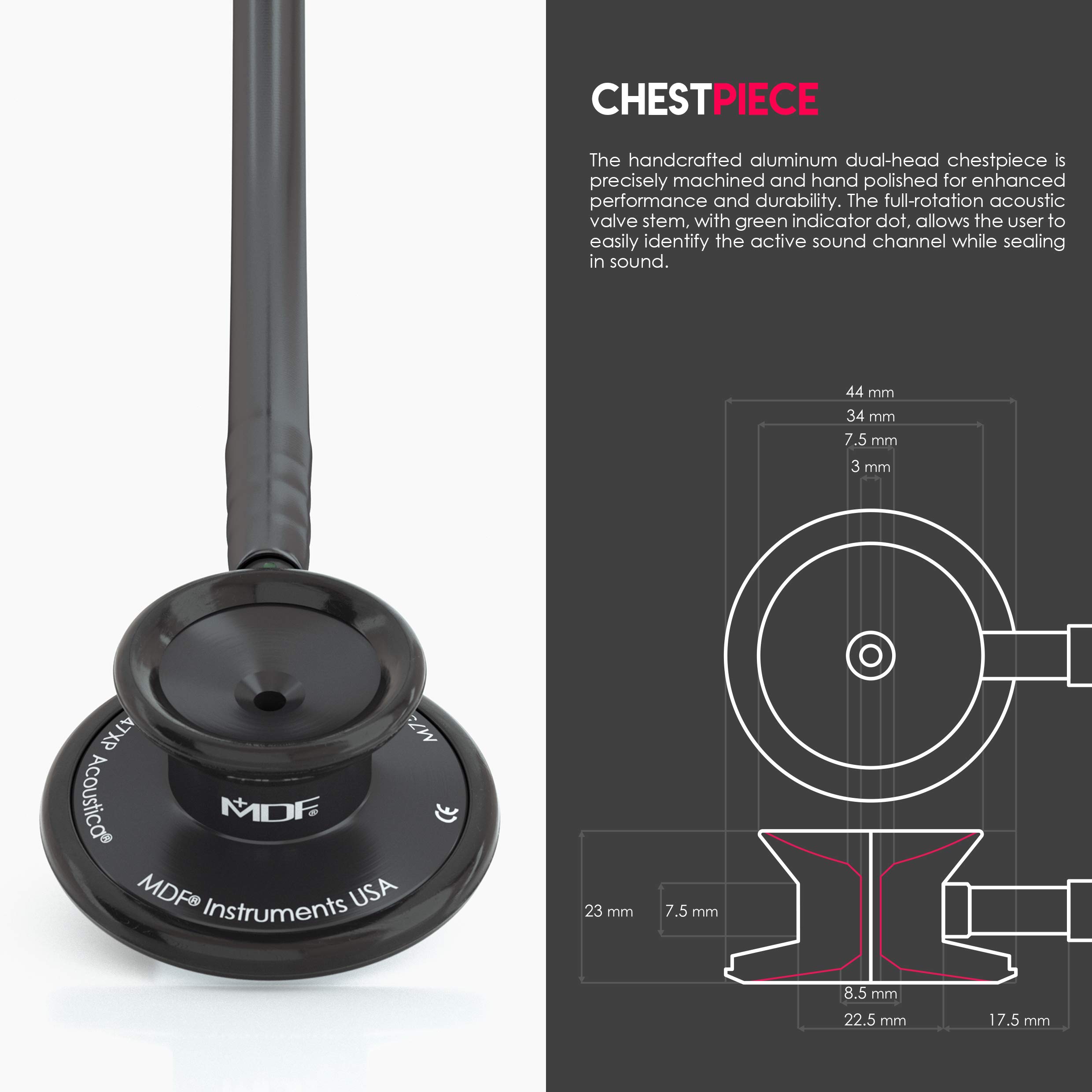 MDF Acoustica Lightweight Stethoscope for Doctors, Nurses, Students + MDF LUMiNiX Medical Professional Penlight