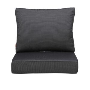 UIXE Outdoor Deep Seat Cushion Set with Sunbrella Slipcovers, Patio Furniture Cushions & Back Pillow, Water-Resistant Outdoor Cushion Cover Backyard Sectional Sofa Cushions for Bistro Chair - Gray