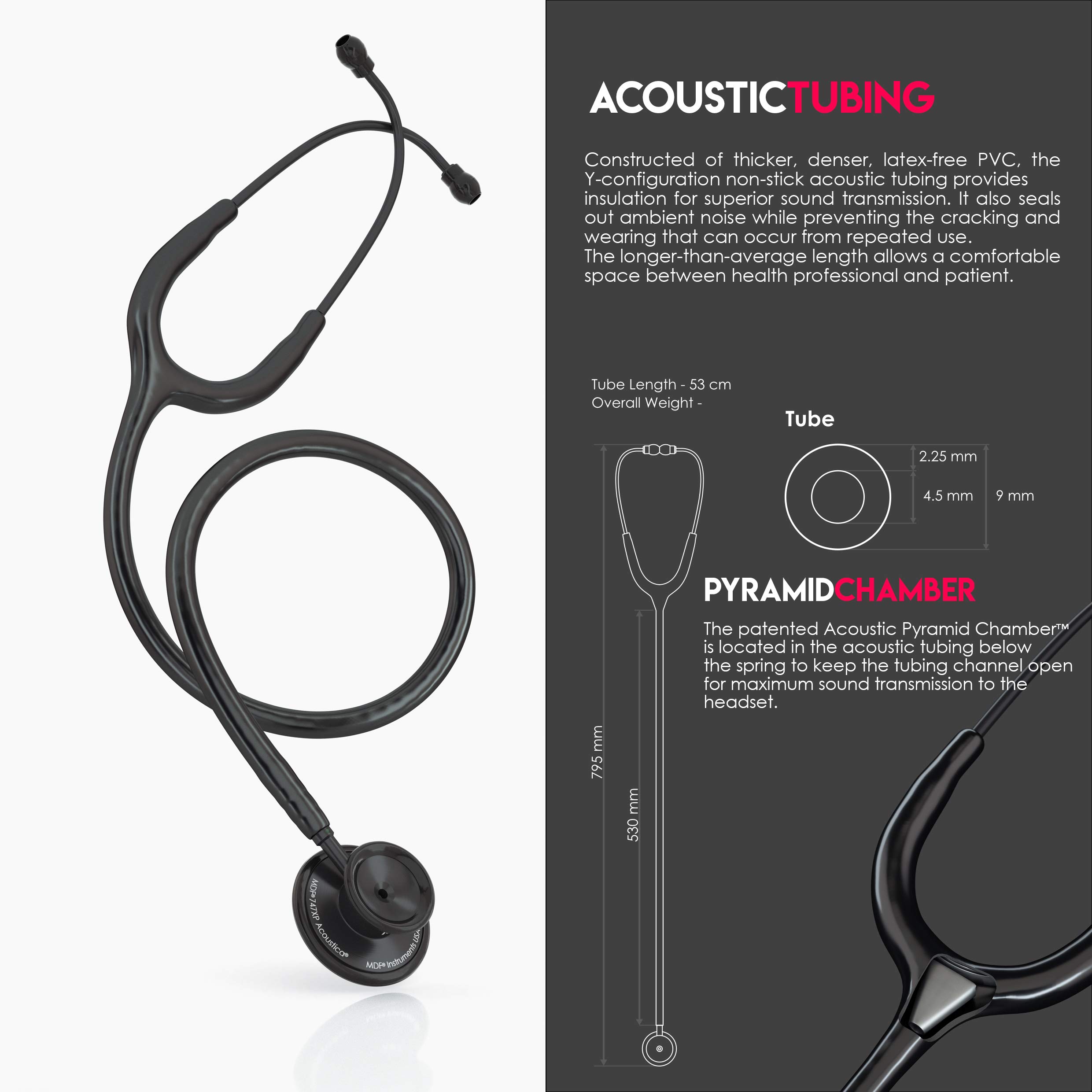 MDF Acoustica Lightweight Stethoscope for Doctors, Nurses, Students + MDF Stethoscope Hard Travel Carrying Case, Medium