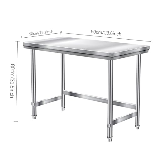 Food Prep Table,24x20x31 Inches Household Stainless Steel Prep Table | Kitchen Furniture Anti-Rust for Cafeterias, Clean Rooms, Hotels, Hospitals