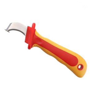 Insulated Dismantling Knife, 1000V Electricians Cable Stripping Knife, Anti Magnetic with comfortable handle, push or pull to remove sheath from cable, compact size, convenient